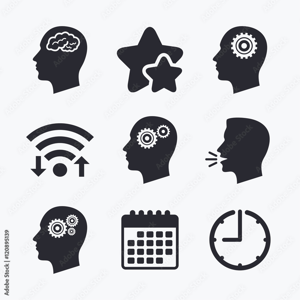 Head with brain icon. Male human symbols. Stock Vector | Adobe Stock