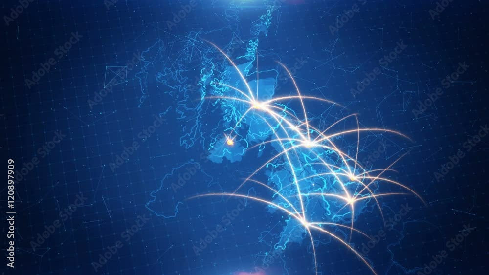 Map of the United Kingdom with the animated background. Stock Video ...