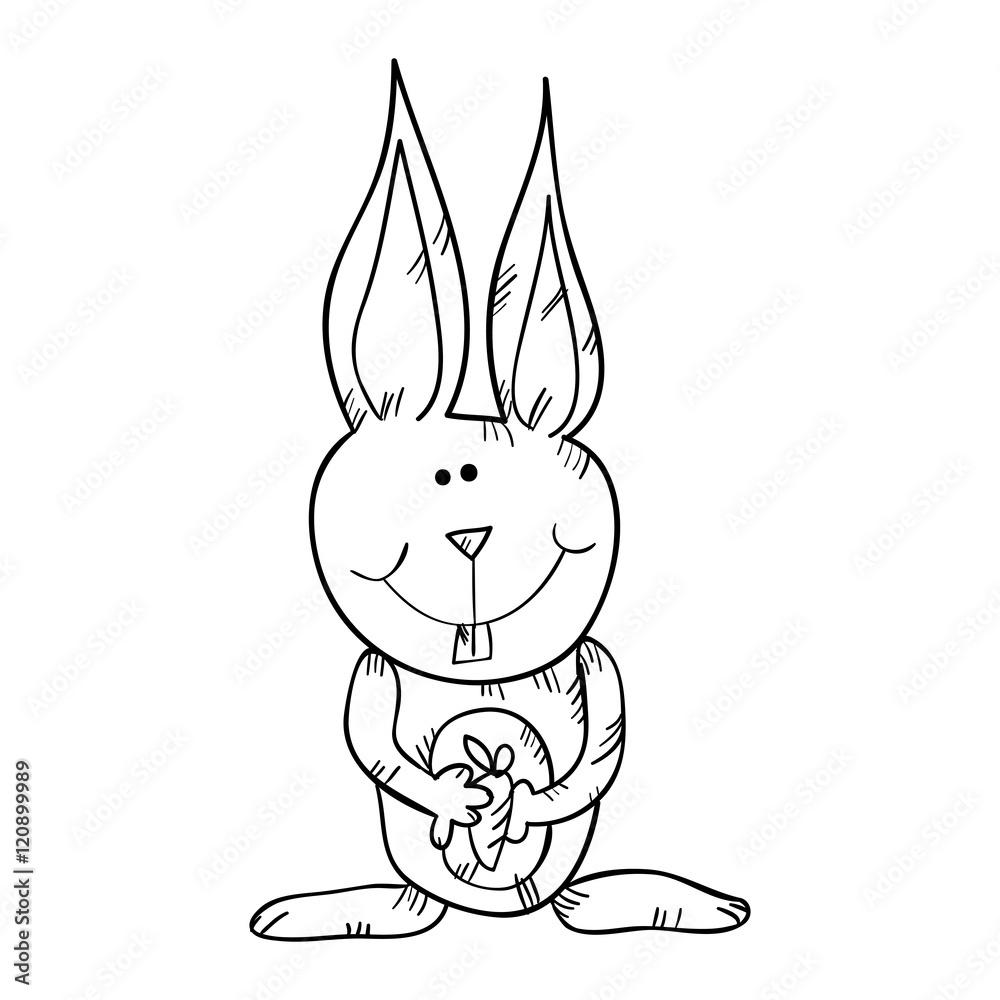 rabbit animal smiling face. drawn design vector illustration Stock ...
