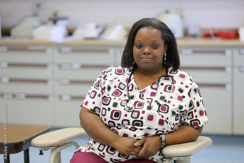 Healthcare professional, portrait of a young African American female ...