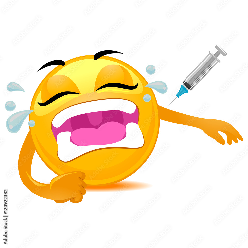 Vector Illustration of Smiley Emoticon getting Vaccine Stock Vector ...