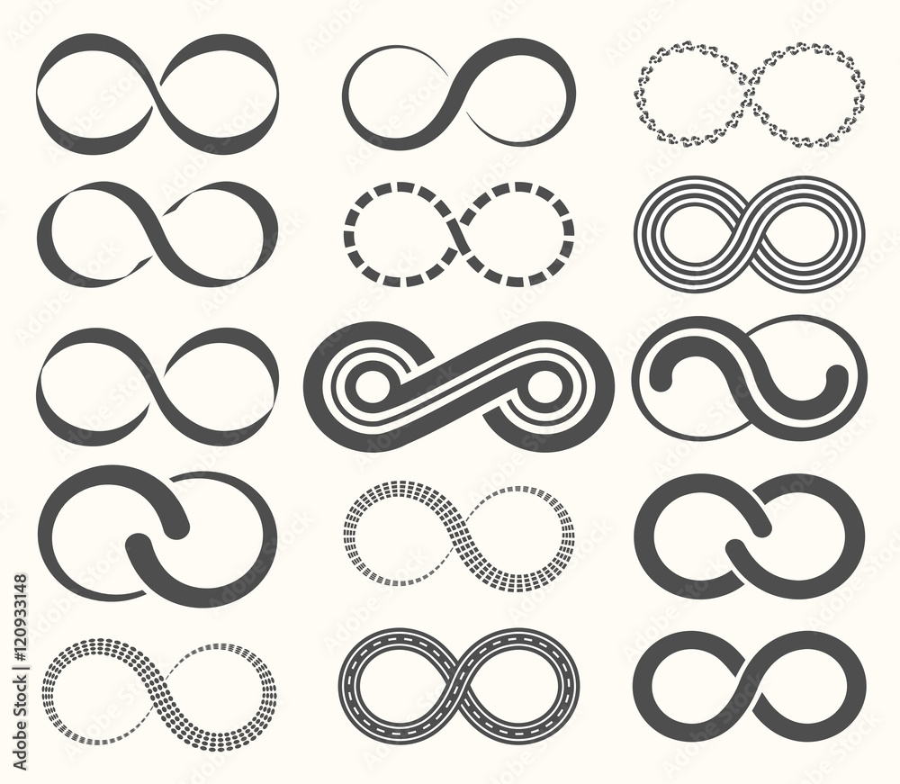 Infinity symbol set,15 signs of eternity. Stock Vector | Adobe Stock