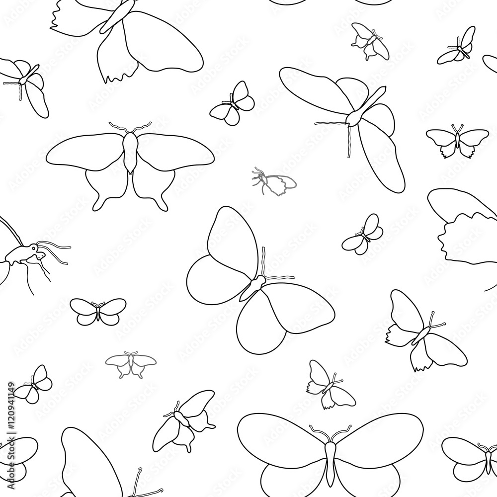 geometric butterfly seamless pattern on white wall. Fashion graphic ...