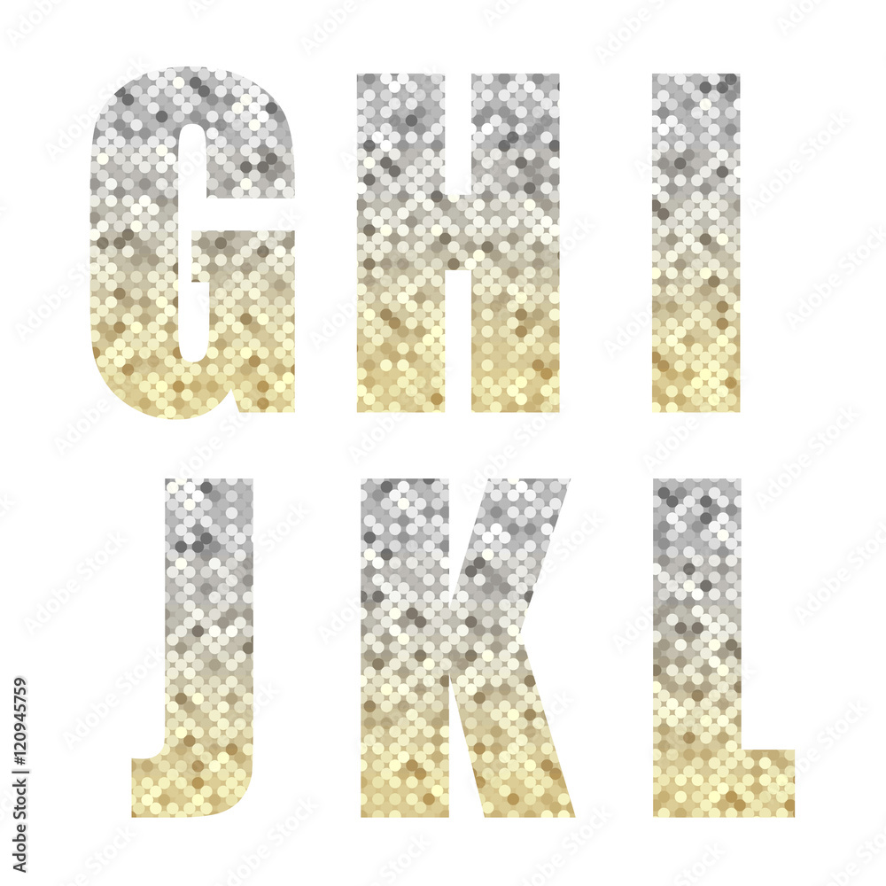 Beautiful trendy glitter alphabet letters with silver to gold ombre for ...