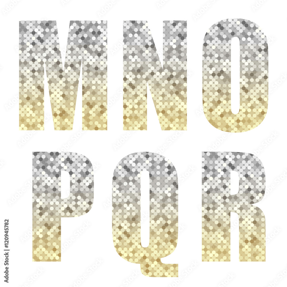 Beautiful trendy glitter alphabet letters with silver to gold ombre for ...