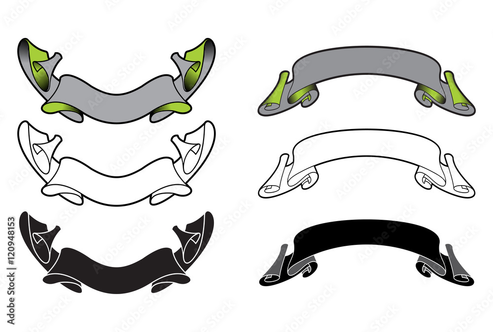 Heraldic design element. Ribbon. Banner, Isolated on white background ...