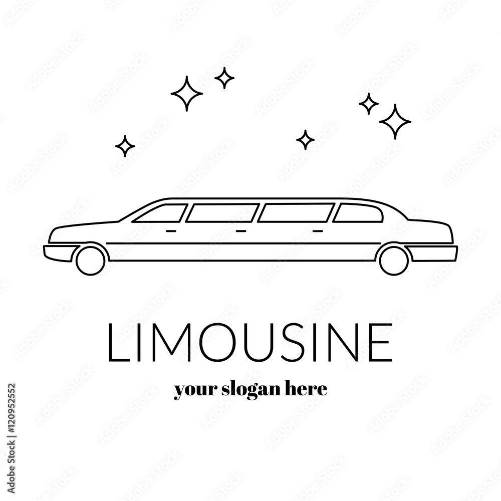 Limousine service black and white graphic outline icon sign. Stock ...