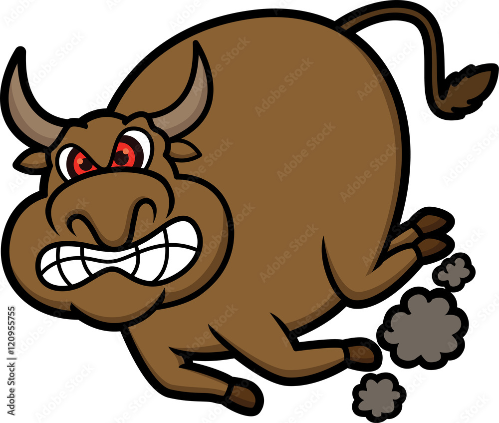 Angry Bull Cartoon Stock Vector | Adobe Stock