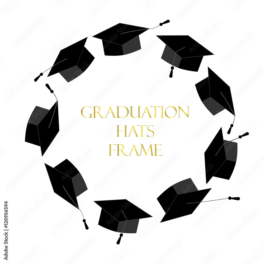 Circle frame from graduation caps. Graduate background Stock Vector ...