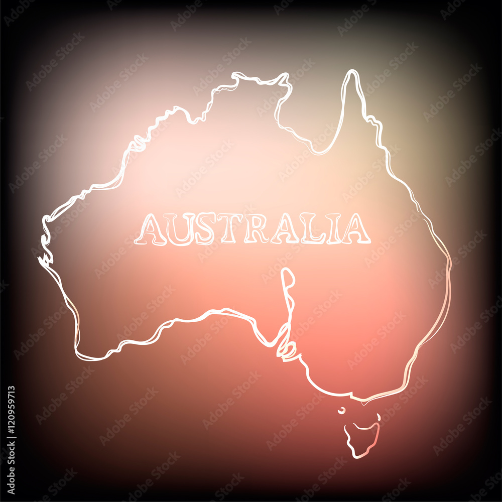 Beautiful hand drawn outline map of Australia, vector illustration ...