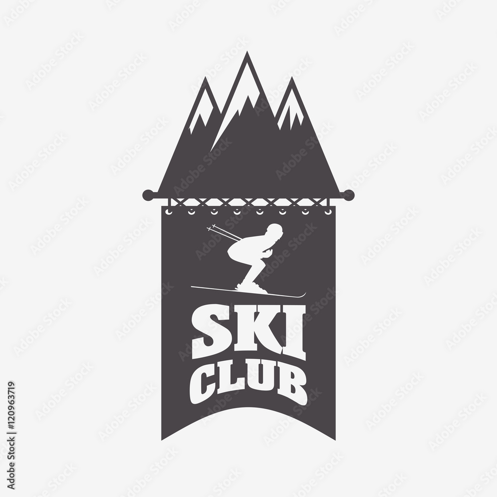 Ski and snowboarding resort logo, emblem, label or badges vector ...