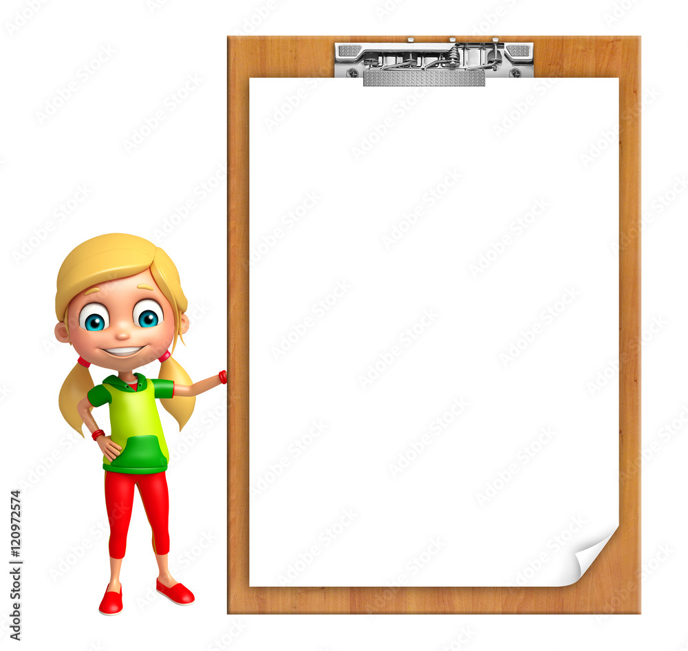 kid girl with Exam pad Stock Illustration | Adobe Stock