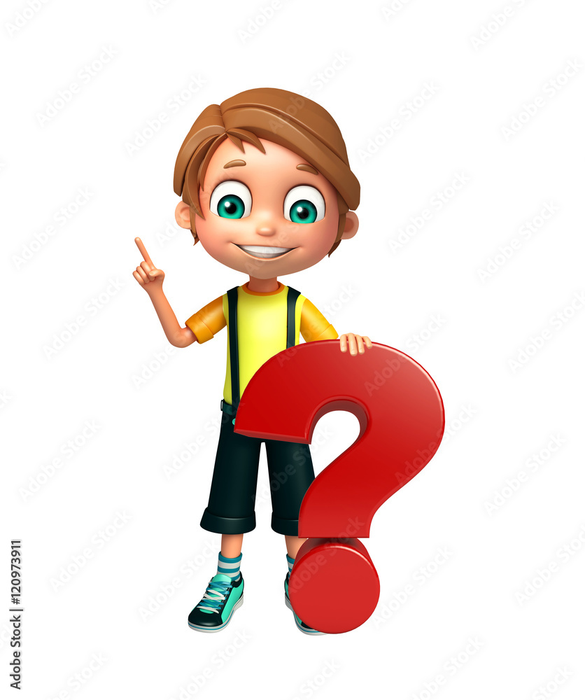 kid boy with question mark sign Stock Illustration | Adobe Stock