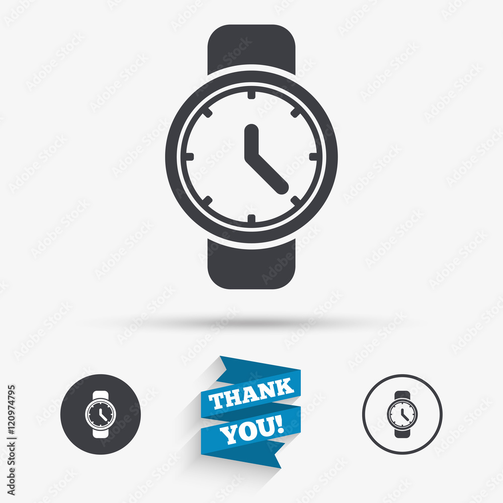Wrist Watch sign icon. Mechanical clock symbol. Stock Vector | Adobe Stock