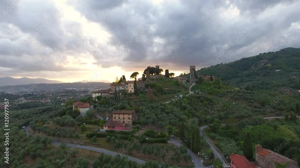 gorgeous tuscany flyover with the sunset light made with the drone / le ...