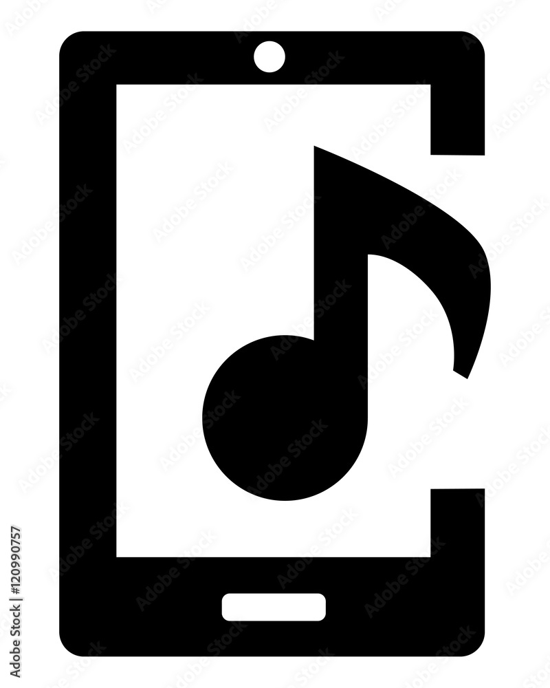 Mobile phone with music sign Stock Vector | Adobe Stock