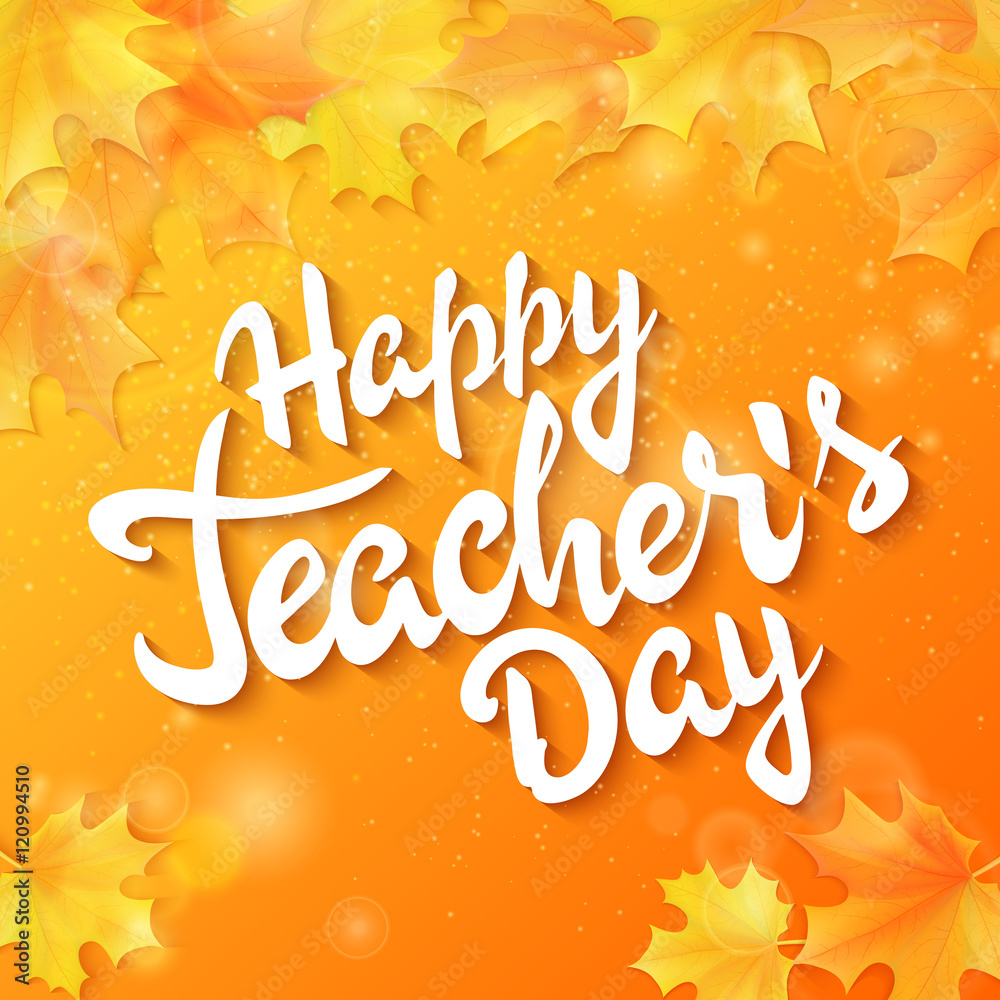 Vector Hand Drawn Teachers Day Lettering Greeting Phrase Happy