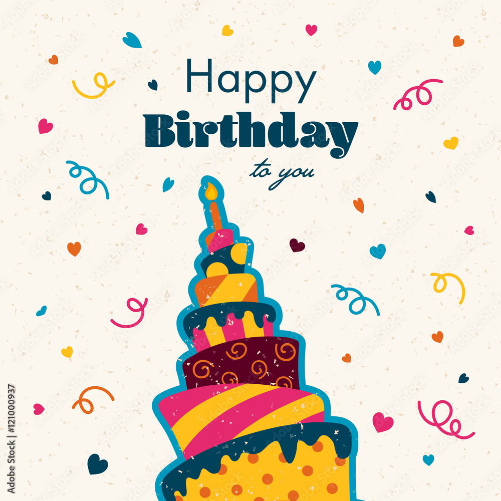 Vector Illustration of a Happy Birthday Greeting Card Stock Vector ...