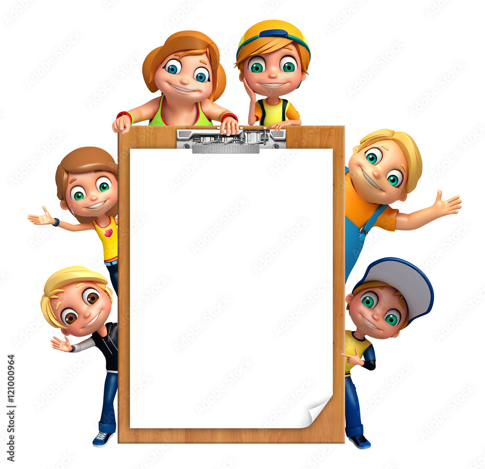 kid girl and kid boy with Exam pad Stock Illustration | Adobe Stock