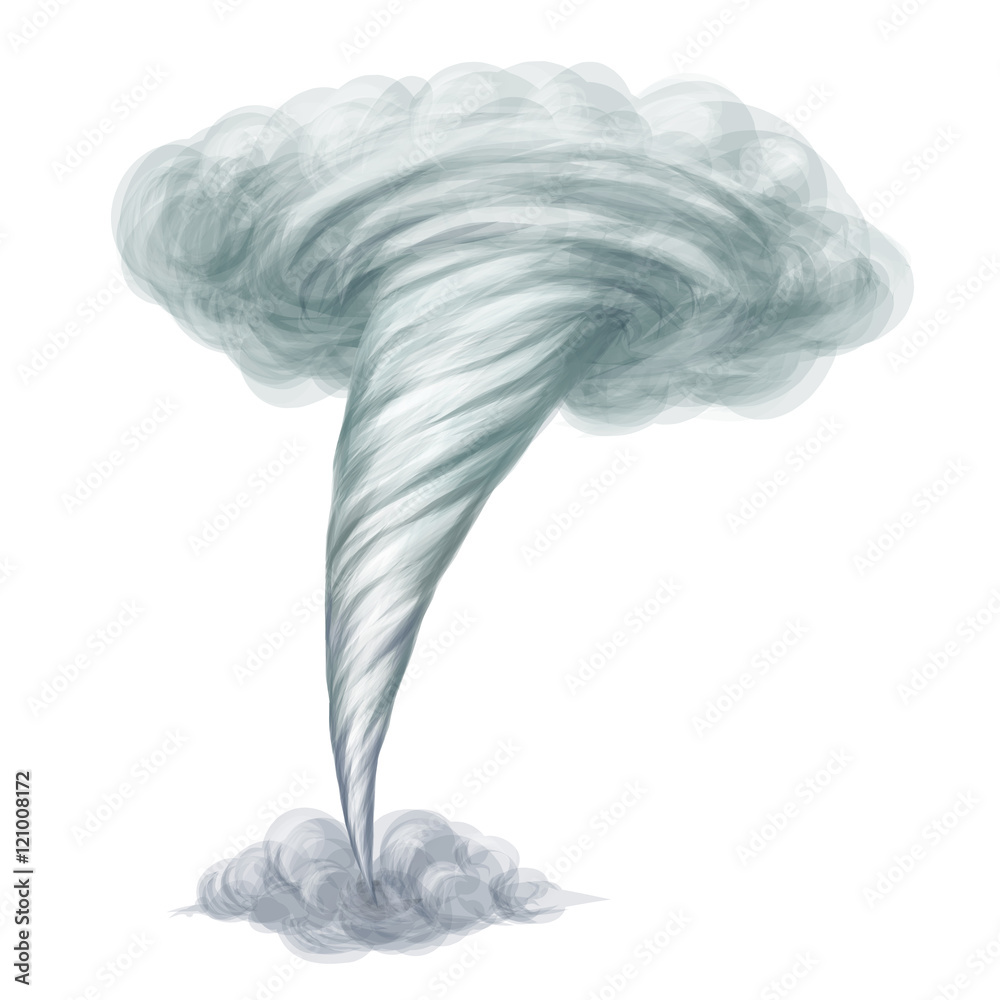 Cartoon style hand drawn vector tornado isolated on white background ...