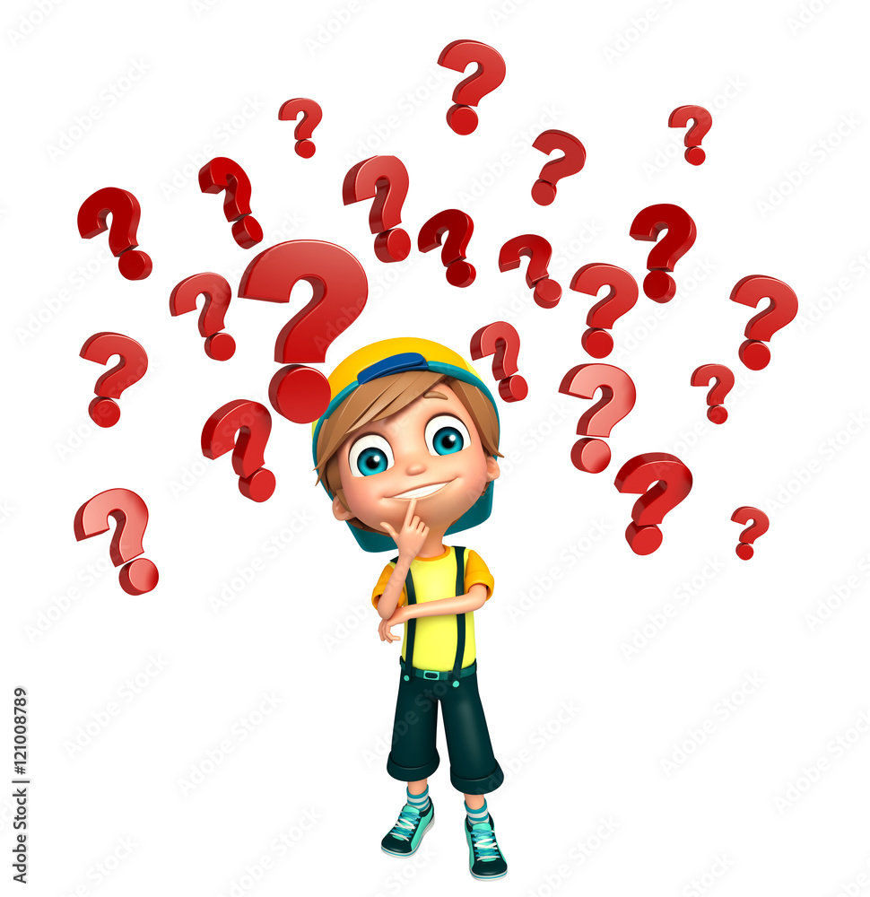 kid boy with Question mark sign Stock Illustration | Adobe Stock