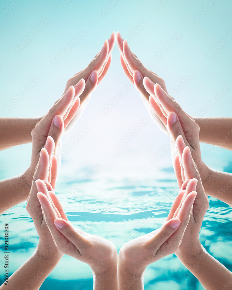 Saving water clean natural environment ocean campaign concept with ...