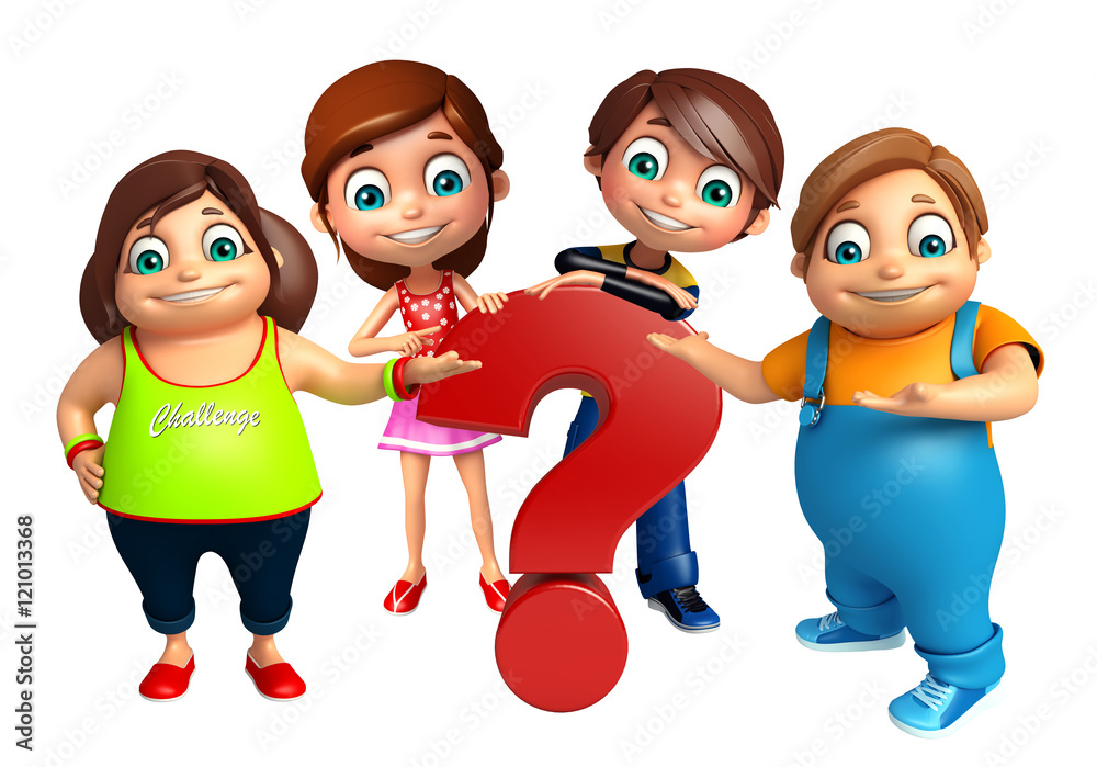 kid girl and kid boy with Question mark sign Stock Illustration | Adobe ...