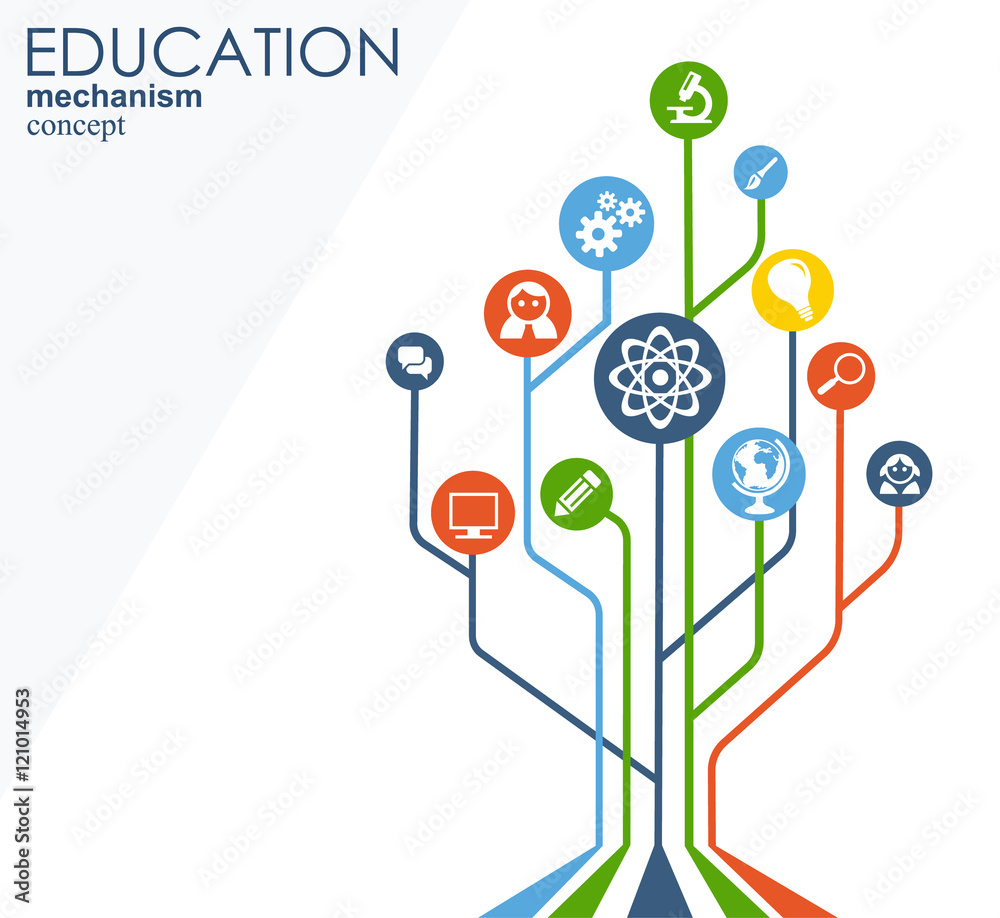 Education network. Hexagon abstract background with lines, polygons ...