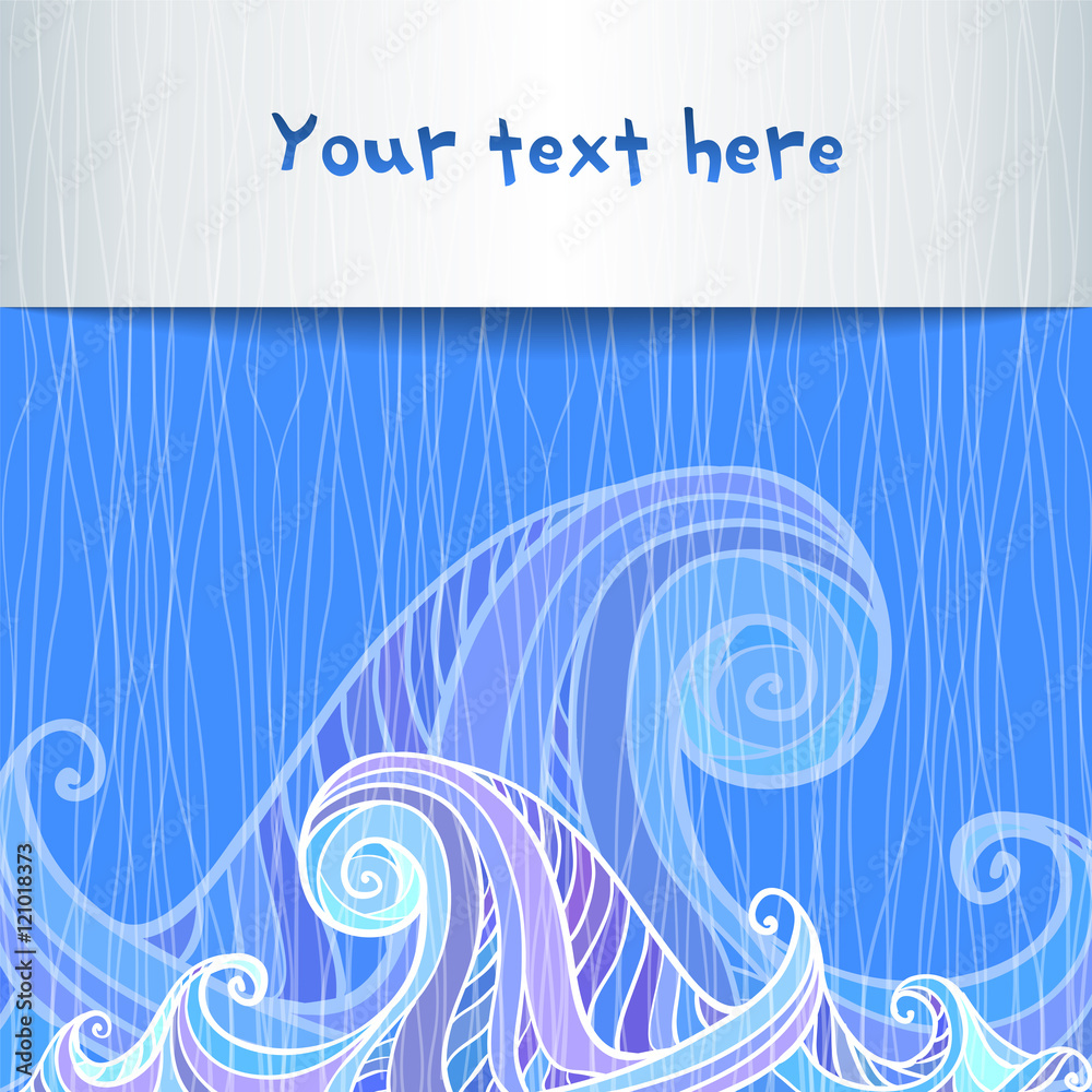 Artistic hand-drawing blue and violet waves background Stock ...