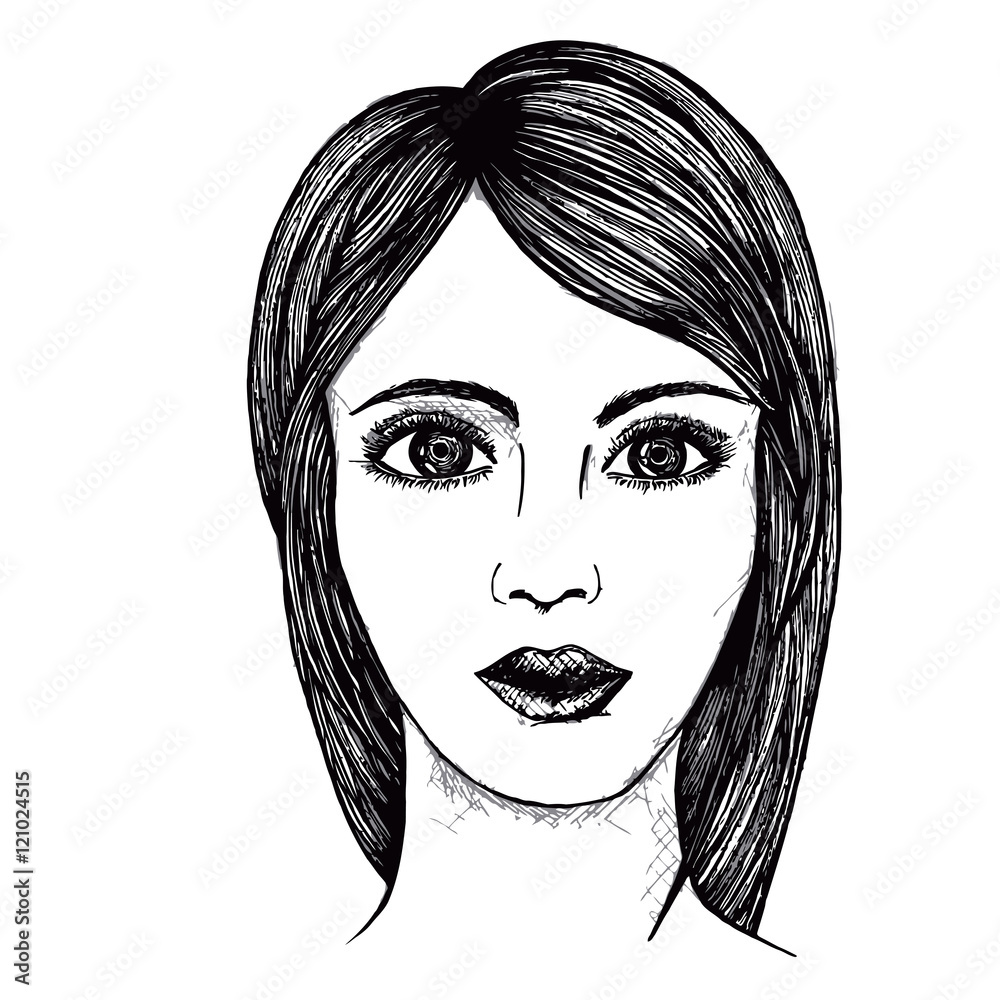Picture of a beautiful girl. Lady vector. Outline of a woman with a ...