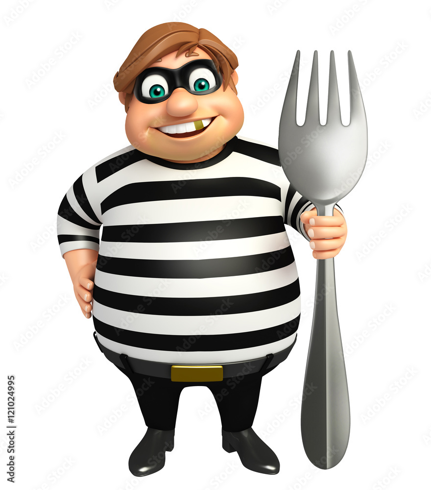 Thief with Spoon ilustración de Stock | Adobe Stock