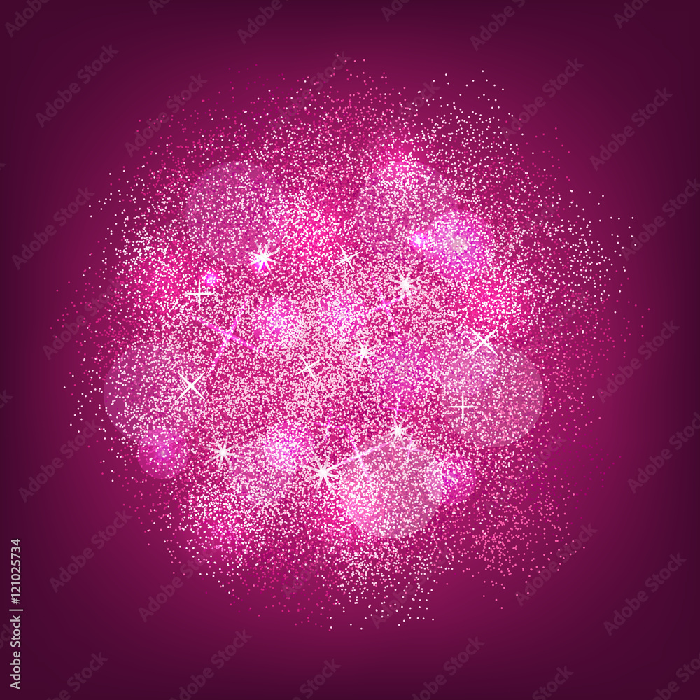 Pink glitter splash on violet background. Vector illustration. Stock Vector | Adobe Stock