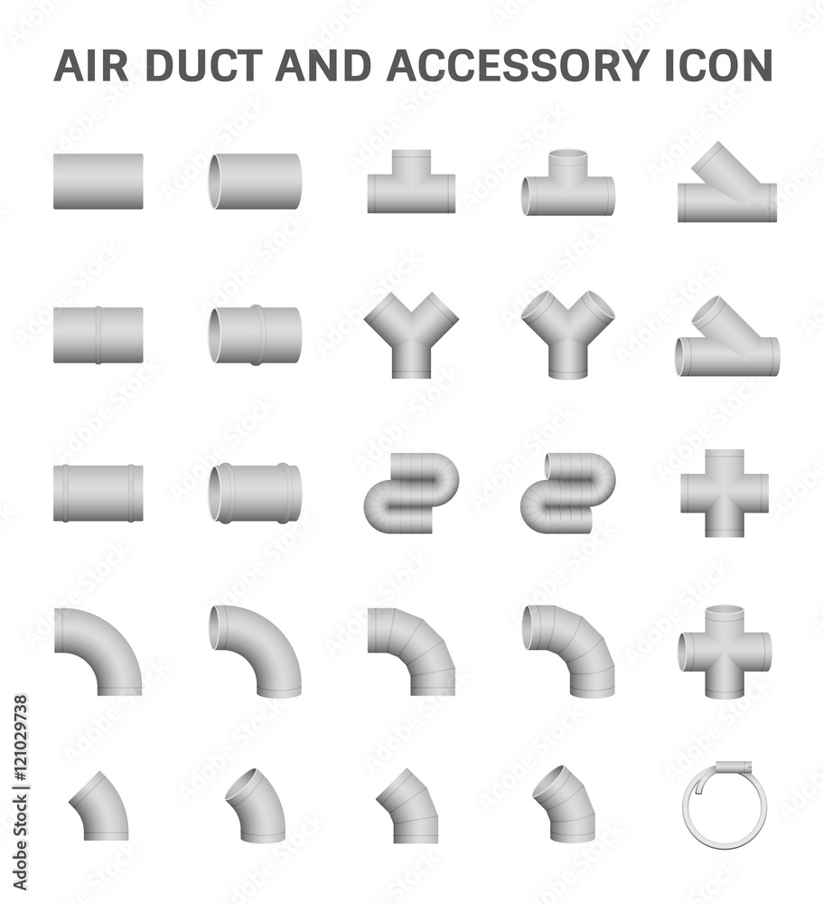 Vector icon of air duct and accessory for air conditioning or HVAC ...