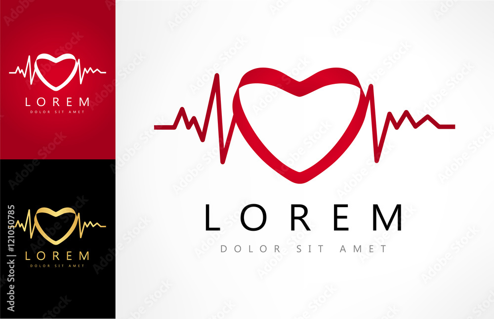 Heartbeat sign - vector logo Stock Vector | Adobe Stock