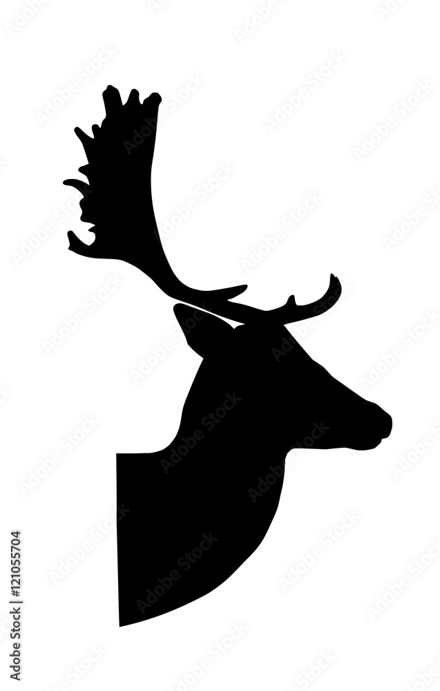 Poster fallow deer silhouette on white background – Wandbild | Europosters