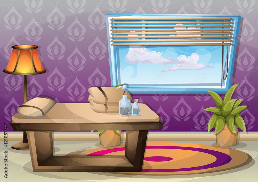cartoon vector illustration interior spa room with separated layers in ...