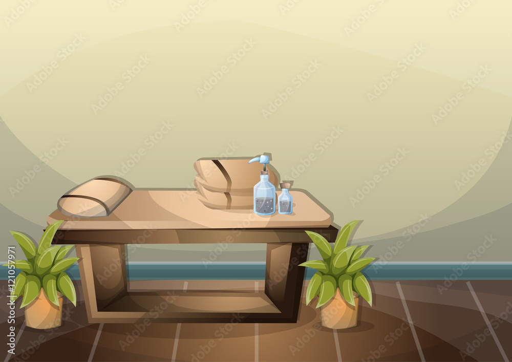 cartoon vector illustration interior spa room with separated layers in ...