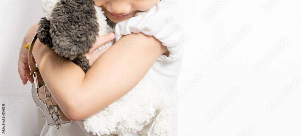 Child holding doll with handcuffed, Child abuse kidnapped lock up ...