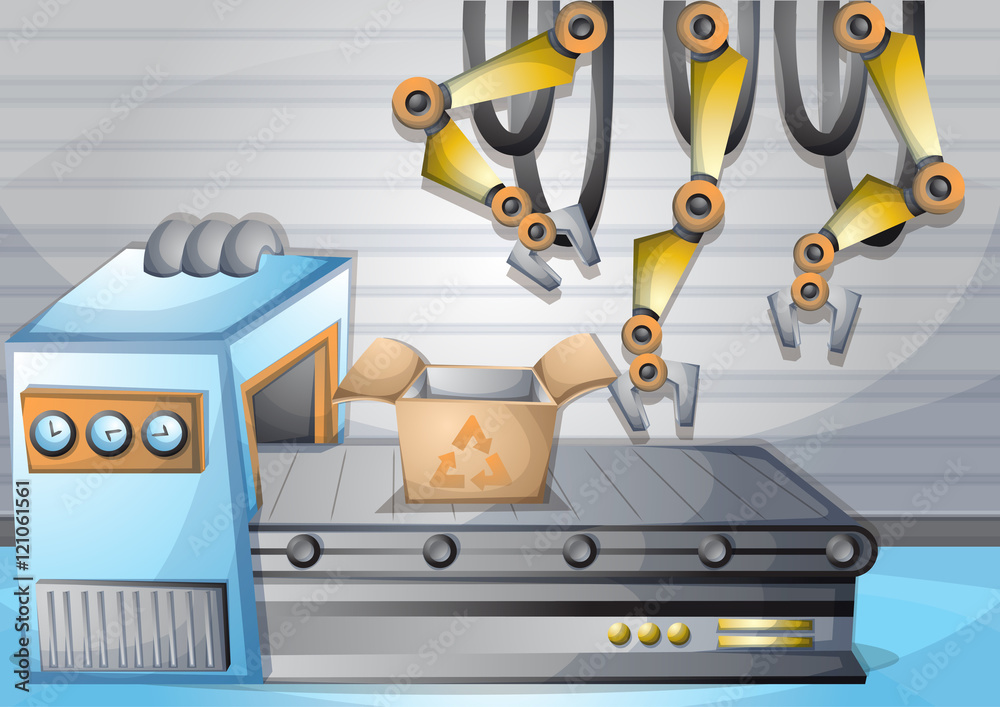 cartoon vector illustration interior factory room with separated layers ...