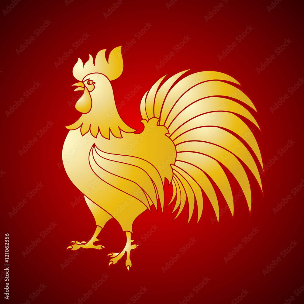 Vector illustration of rooster, symbol on the Chinese calendar. Stock ...