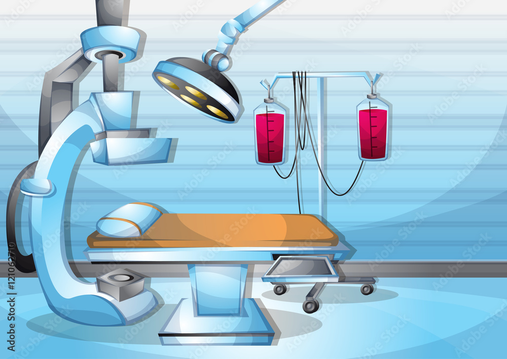 cartoon vector illustration interior surgery operation room with ...