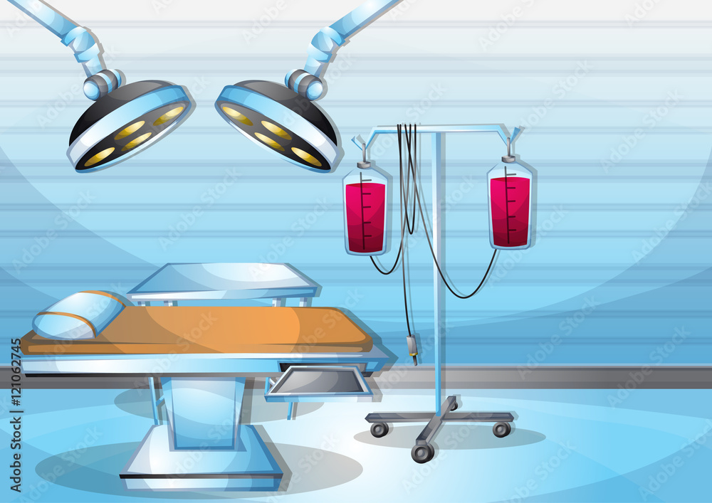 cartoon vector illustration interior surgery operation room with ...