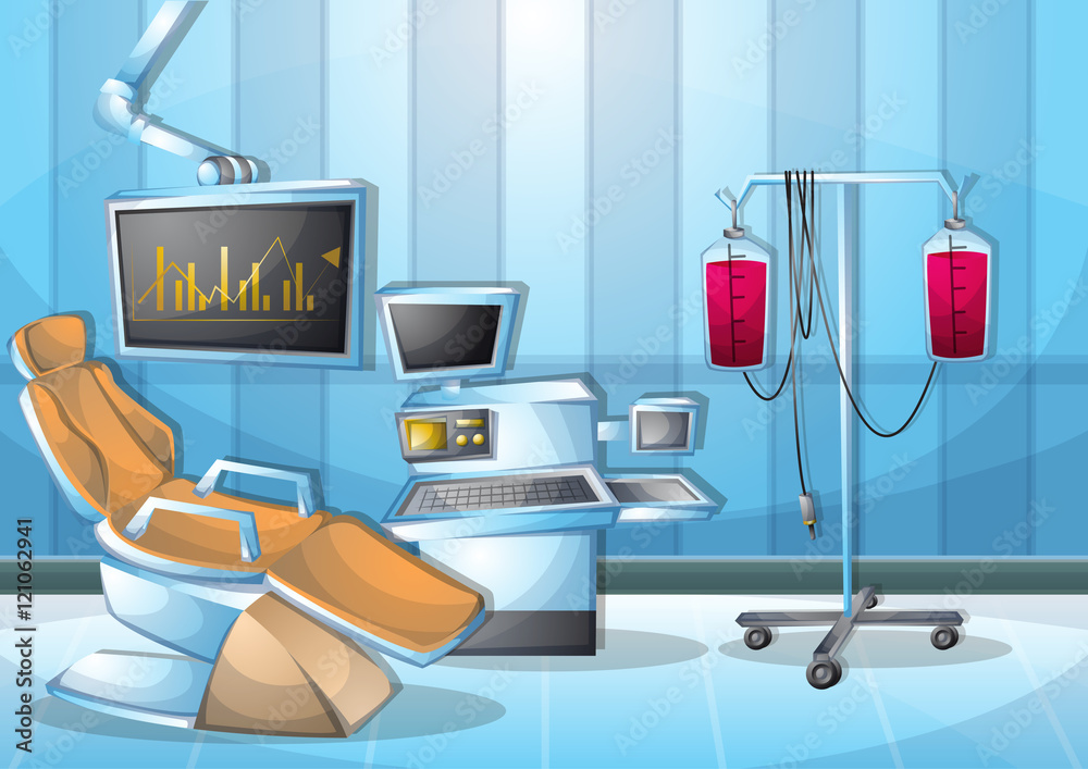 cartoon vector illustration interior surgery operation room with ...