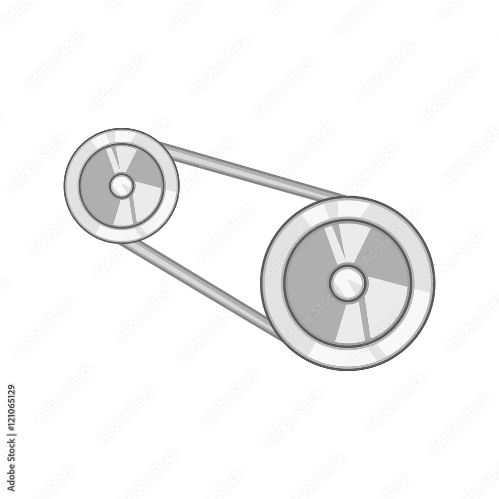 Timing belt icon in black monochrome style isolated on white background ...