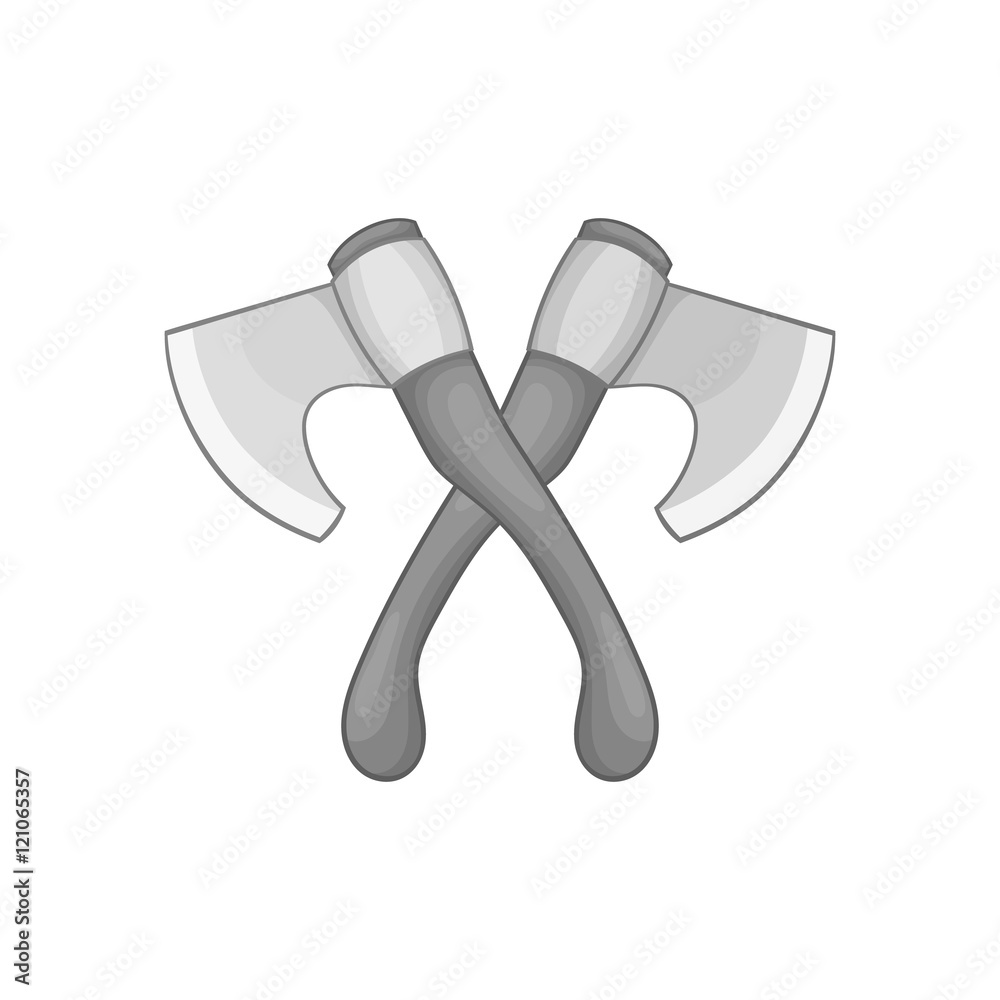 Two axes icon in black monochrome style isolated on white background ...