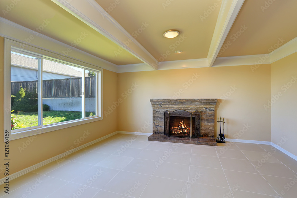 Empty Room With Fireplace