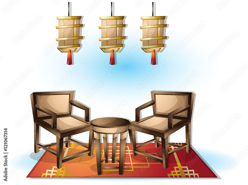 cartoon vector illustration interior chinese room with separated layers ...