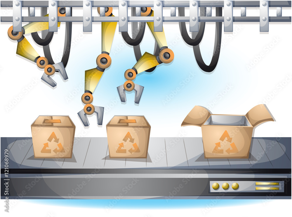 cartoon vector illustration interior factory room with separated layers ...