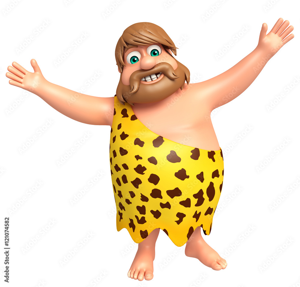 Caveman with Funny pose Stock Illustration | Adobe Stock