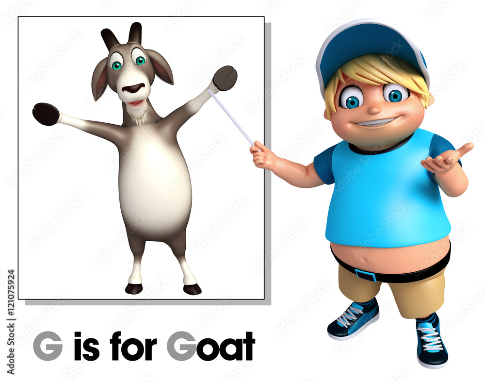Kid boy pointing Goat Stock Illustration | Adobe Stock